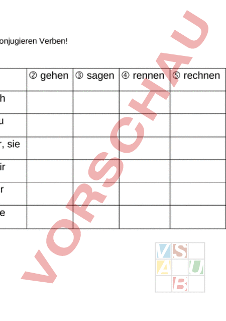 Arbeitsblatt: Verben konjugieren - Deutsch - Grammatik