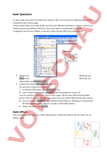 Arbeitsblatt: Datei Speicher - Informatik - Textverarbeitung Arbeitsblatt: Datei Speicher - Informatik - Textverarbeitung
