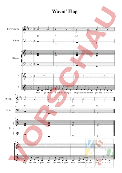 Arbeitsblatt: Wavin Flag - Musik - Musizieren