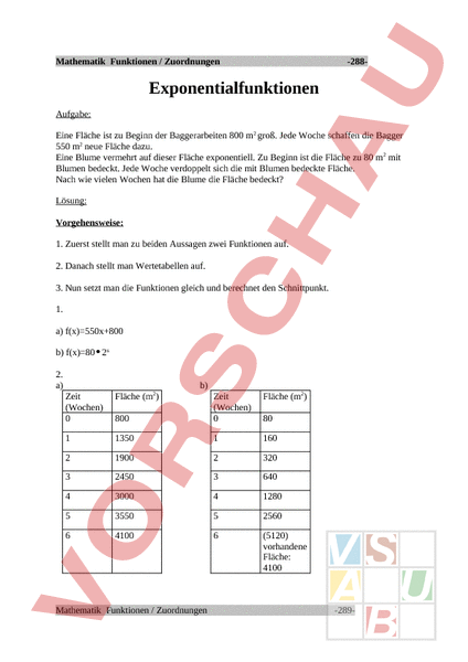 Arbeitsblatt: Exponentialfunktionen - Mathematik - Höhere Mathematik (Gymnasialstufe)