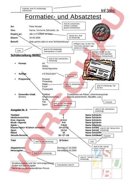 Arbeitsblatt: Informatik Wordtest - Informatik - Textverarbeitung