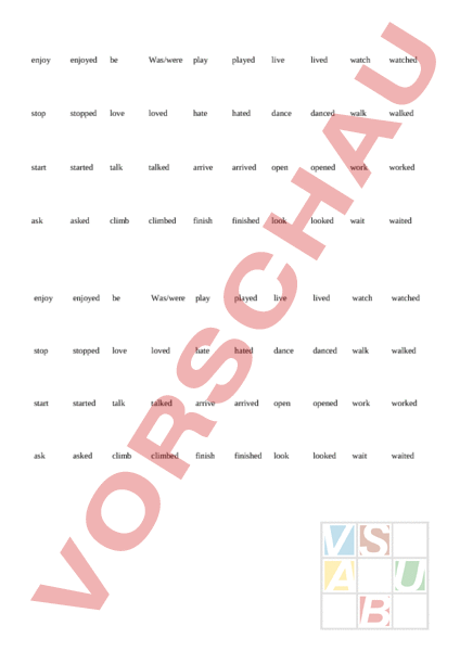 Arbeitsblatt: memory past simple (regular verbs) - Englisch - Grammatik
