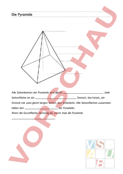 Arbeitsblatt: Die Pyramide - Geometrie - Körper / Figuren