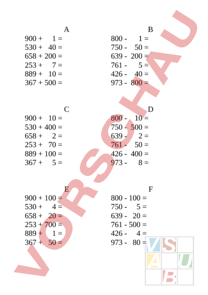 Arbeitsblatt: Blitzrechnen - Mathematik - Addition