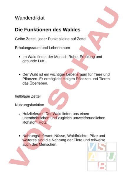 Arbeitsblatt: Wald - Die Funktionen des Waldes - Biologie - Pflanzen ...