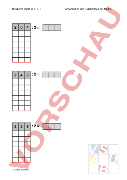 Arbeitsblatt: Einführung schriftliche Division - Mathematik - Division