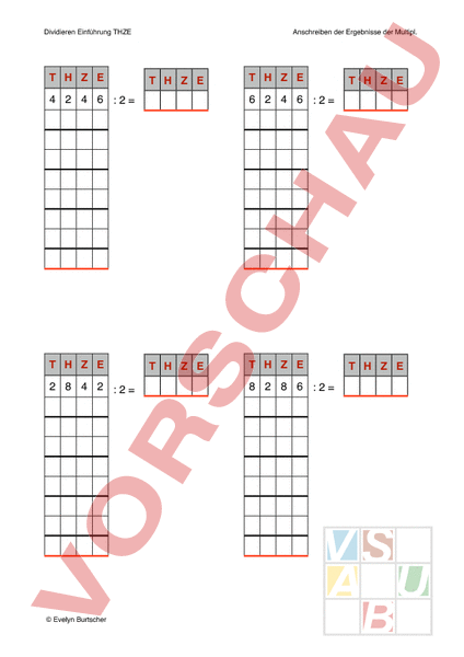 Arbeitsblatt: Schriftliche Division einstellig Einführung - Mathematik ...