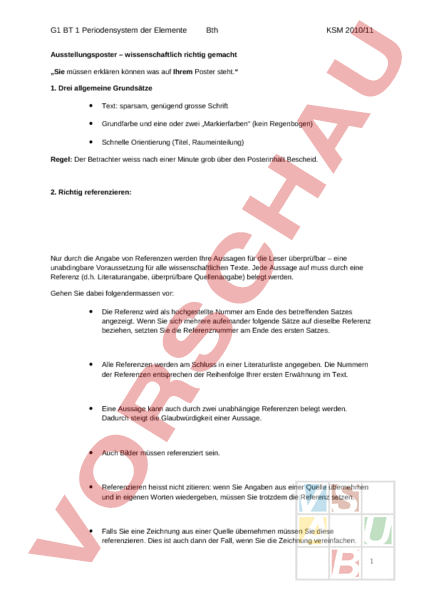 Arbeitsblatt: Vertiefungsarbeit PSE Arbeitsanleitungen Poster und ...