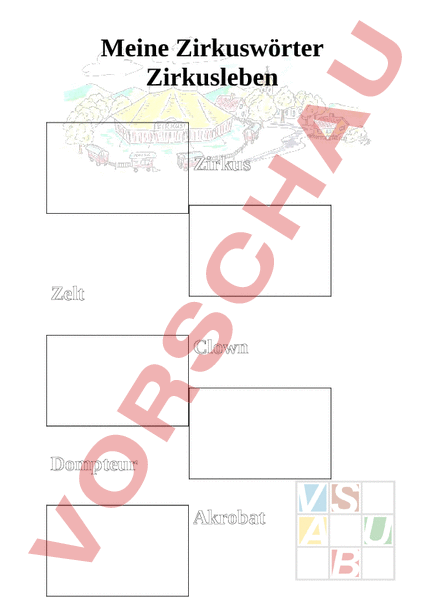 Arbeitsblatt: Zirkus - Deutsch - Wortschatz