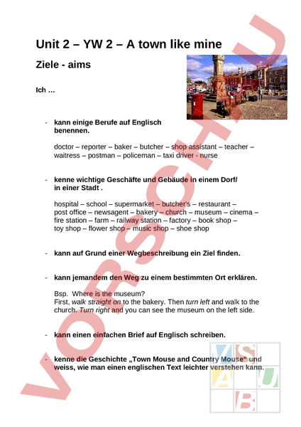 Arbeitsblatt: Ziele Young World 2 - Unit 2 - Englisch - Gemischte Themen