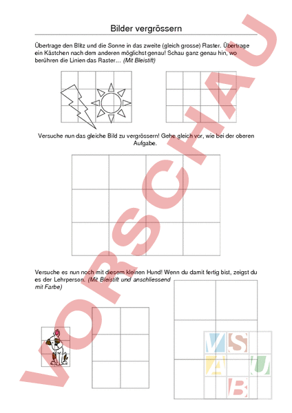 Arbeitsblatt: Bilder mit Raster vergrössern - Bildnerisches Gestalten ...
