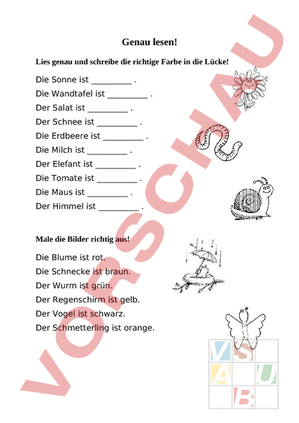 Arbeitsblatt: Genau Lesen - Deutsch - Leseförderung / Literatur