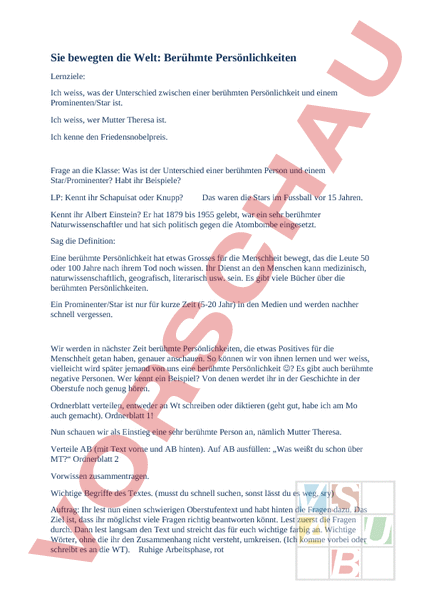 Arbeitsblatt: berühmte Persönlichkeiten - Geschichte - Gemischte Themen