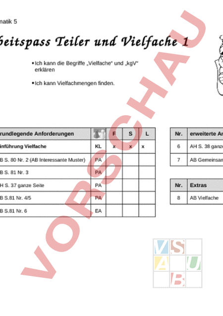 Arbeitsblatt: Teiler und Vielfache - Mathematik - Mengenlehre