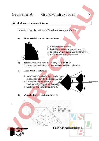 Arbeitsblatt: Lernprogramm A7 - Geometrie - Geraden