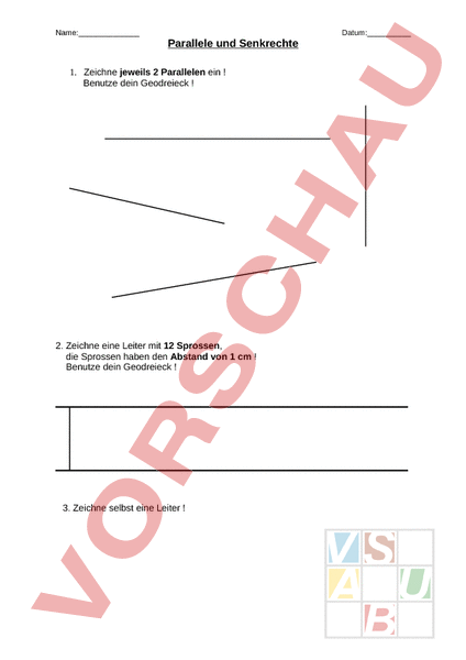 Arbeitsblatt: Parallele und Senkrechte - Geometrie - Geraden