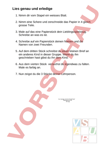 Arbeitsblatt: Genau lesen - Deutsch - Leseförderung / Literatur
