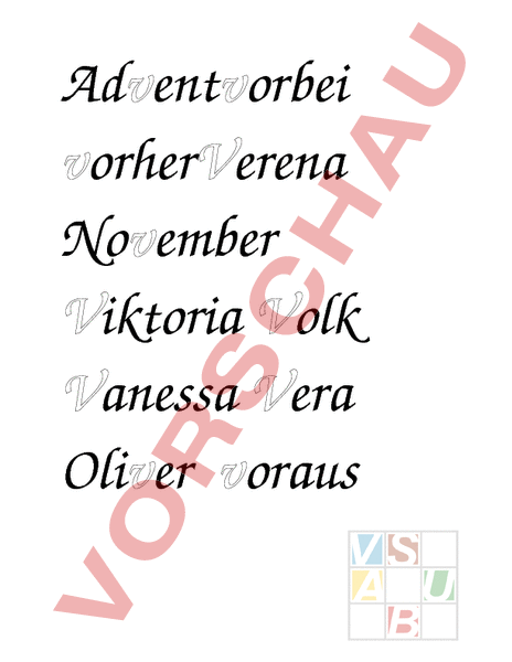 Arbeitsblatt: Wörter mit V/v - Deutsch - Rechtschreibung