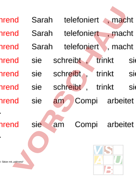 Arbeitsblatt: während-Sätze - Deutsch - DaZ