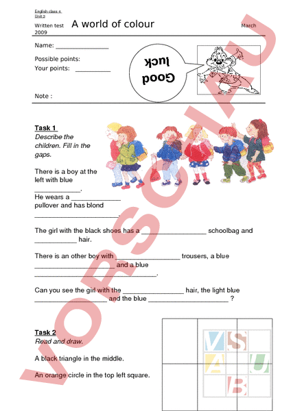 Arbeitsblatt: Young World 2 Unit 3 - Englisch - Lehrmittel