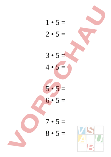 Arbeitsblatt: 5er Reihe - Mathematik - Multiplikation