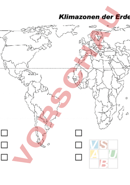 Arbeitsblatt: Klimazonen - Vorlage - Geographie - Gemischte Themen