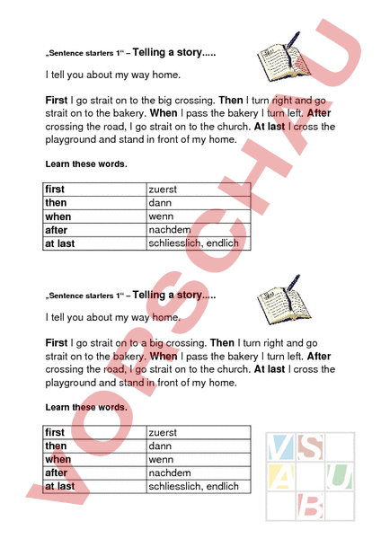 Arbeitsblatt: Sentence starters / Young world 2- Unit2 - Englisch ...