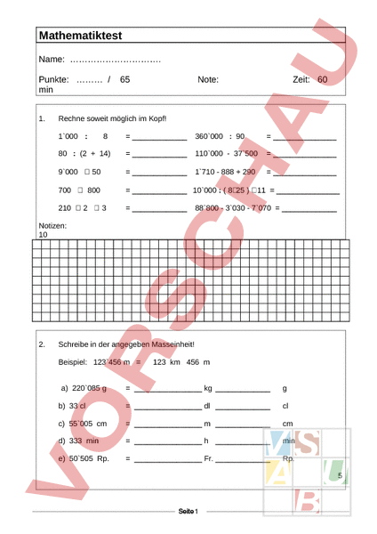 Arbeitsblatt: Mathemaitk - Mathematik - Gemischte Themen