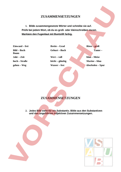 Arbeitsblatt: Wortbildung - Deutsch - Grammatik