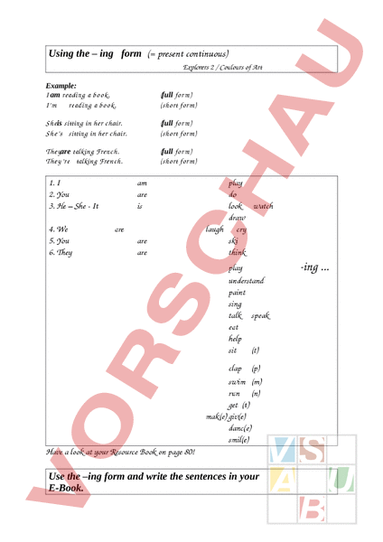 Arbeitsblatt: Üben der - ing form (gerund), inkl. Lösung - Englisch ...