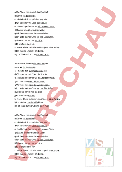 Arbeitsblatt: Mit wem oder womit? - Deutsch - Grammatik