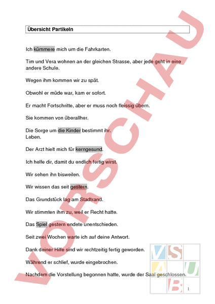 Arbeitsblatt: partikel - Deutsch - Grammatik