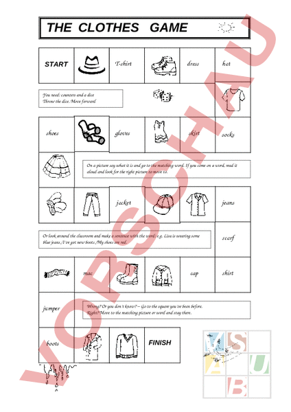 Arbeitsblatt: clothes game - Englisch - Wortschatz