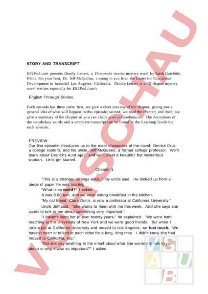 Arbeitsblatt: deadly letters - Englisch - Lesen / Literatur