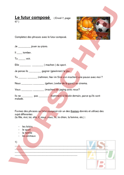 Arbeitsblatt: Le futur composé arbeitsblatt - Französisch - Grammatik