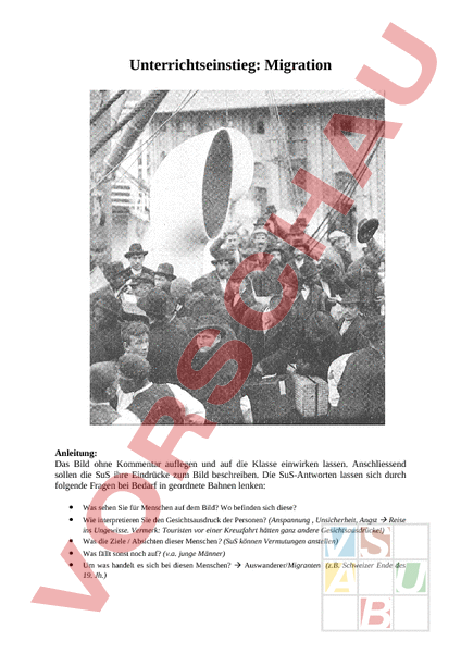 Arbeitsblatt: Unterrichtseinstieg Migration - Geographie - Anderes Thema