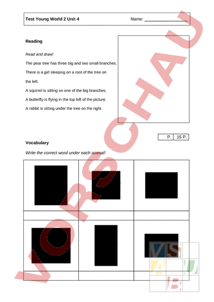 Arbeitsblatt: Young World 2 Test Unit 4 - Englisch - Lehrmittel