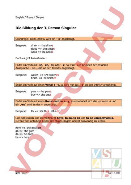 Arbeitsblatt: 3 Person Sing. Present Simple - Formation - Englisch ...