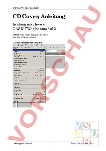 Arbeitsblatt: Photoshop CD Cover - Informatik - Gemischte Themen