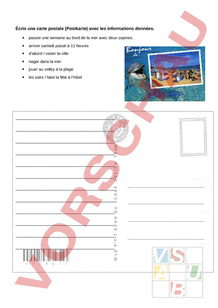 Arbeitsblatt: carte postale - Französisch - Texte schreiben
