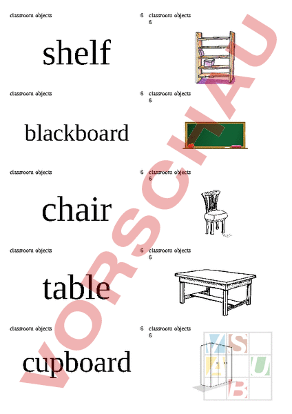Arbeitsblatt: Wortkartei Super Bus 1 Unit 6 - Englisch - Wortschatz