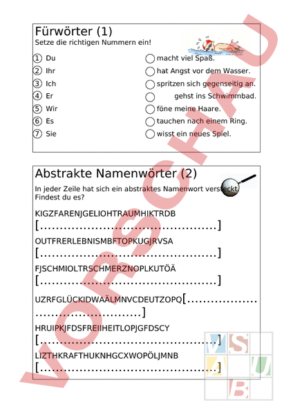 Arbeitsblatt: Lerntheke zu Spache - Deutsch - Grammatik