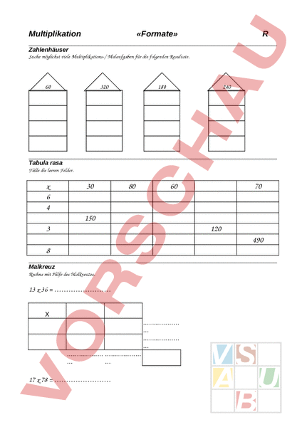 Arbeitsblatt: Multiplikation «grosses 1x1»_Formate - Mathematik ...