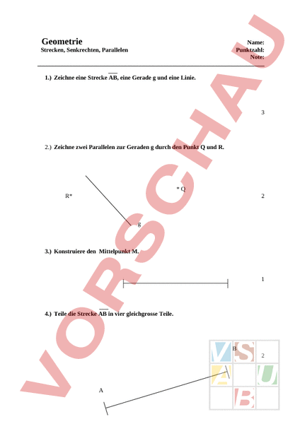 Arbeitsblatt: Geometrie - Geometrie - Geraden