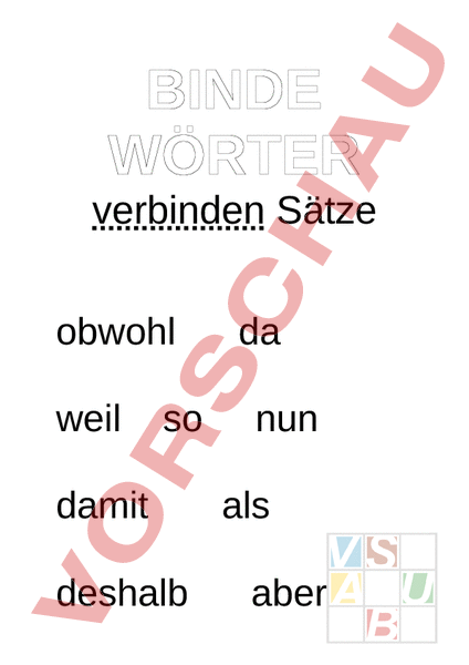 Arbeitsblatt: Bindewörter - Deutsch - Grammatik