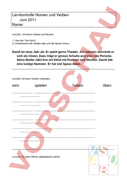 Arbeitsblatt: nomen - Deutsch - Grammatik