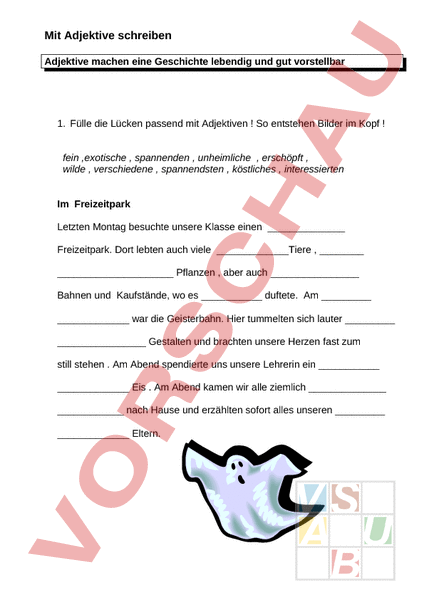 Arbeitsblatt: Spannend schreiben - Deutsch - Wortschatz