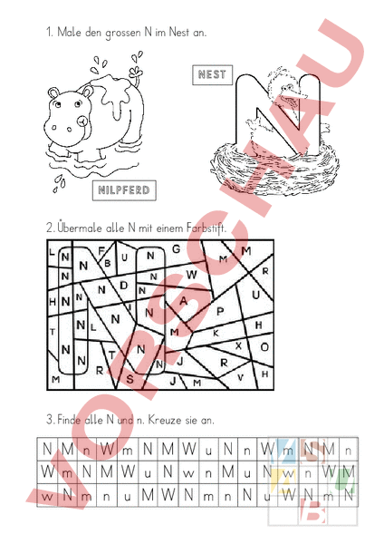 Arbeitsblatt: Buchstabe N_n - Deutsch - Erstlesen