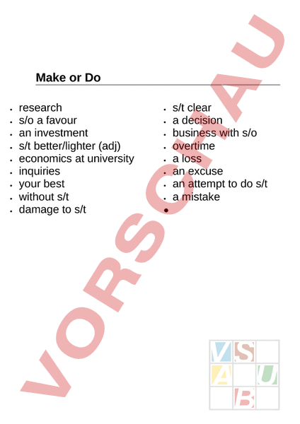 Arbeitsblatt: make or do - Englisch - Wortschatz