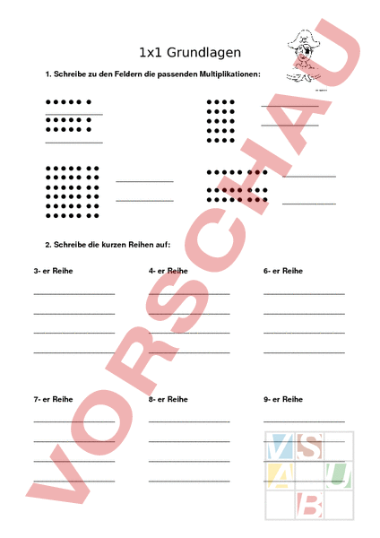 Arbeitsblatt: Grundlagen 1x1 - Mathematik - Multiplikation